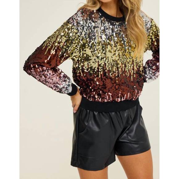 Lush | Sweaters | New Lush Sequin Ombre Sweater In Black Multi | Poshmark